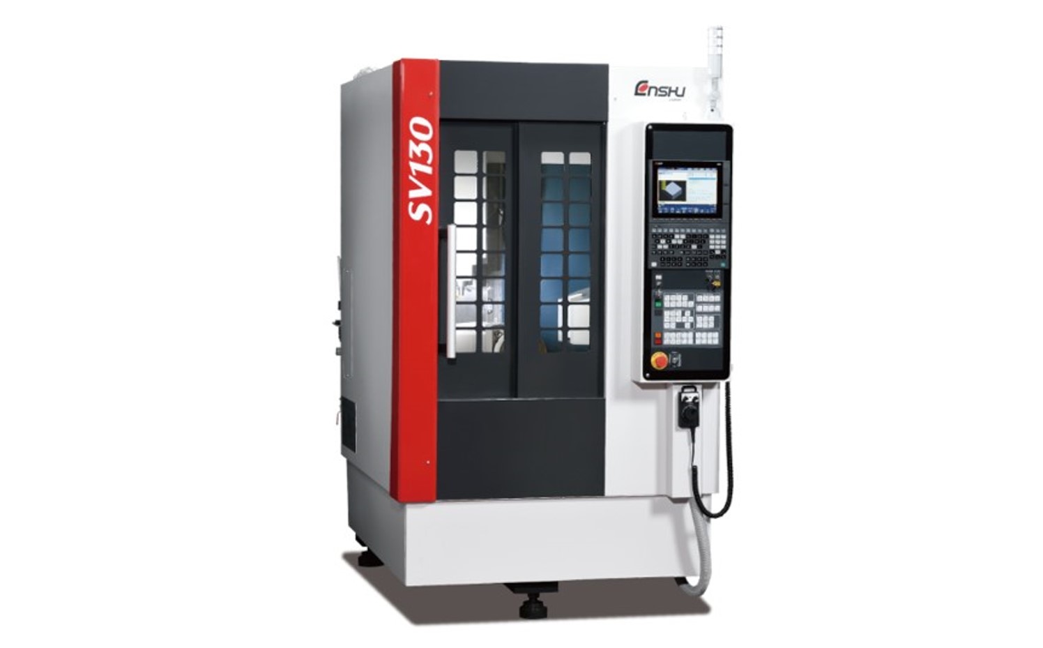 Vertical shape with large machining space in spite of its compact size ...